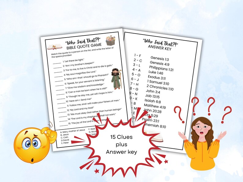 Bible Trivia Game. Who Said That? Bible Quote Game, Printable Bible ...