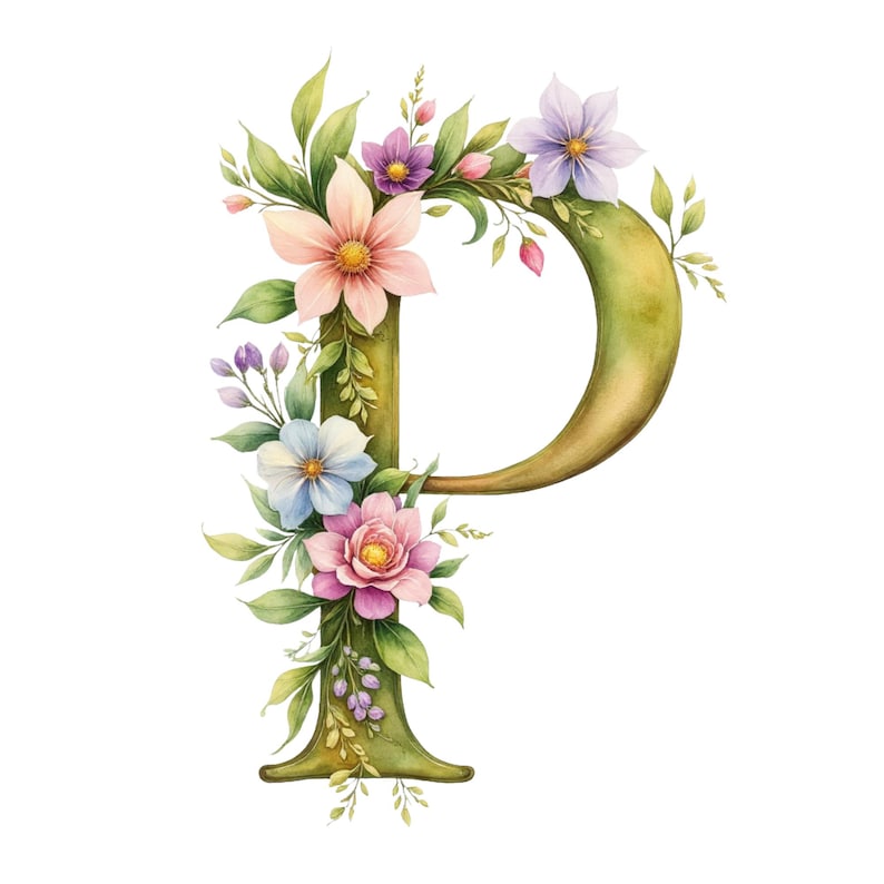 Floral Alphabet Clipart Pack, Cottagecore Botanical Letters, Floral ...