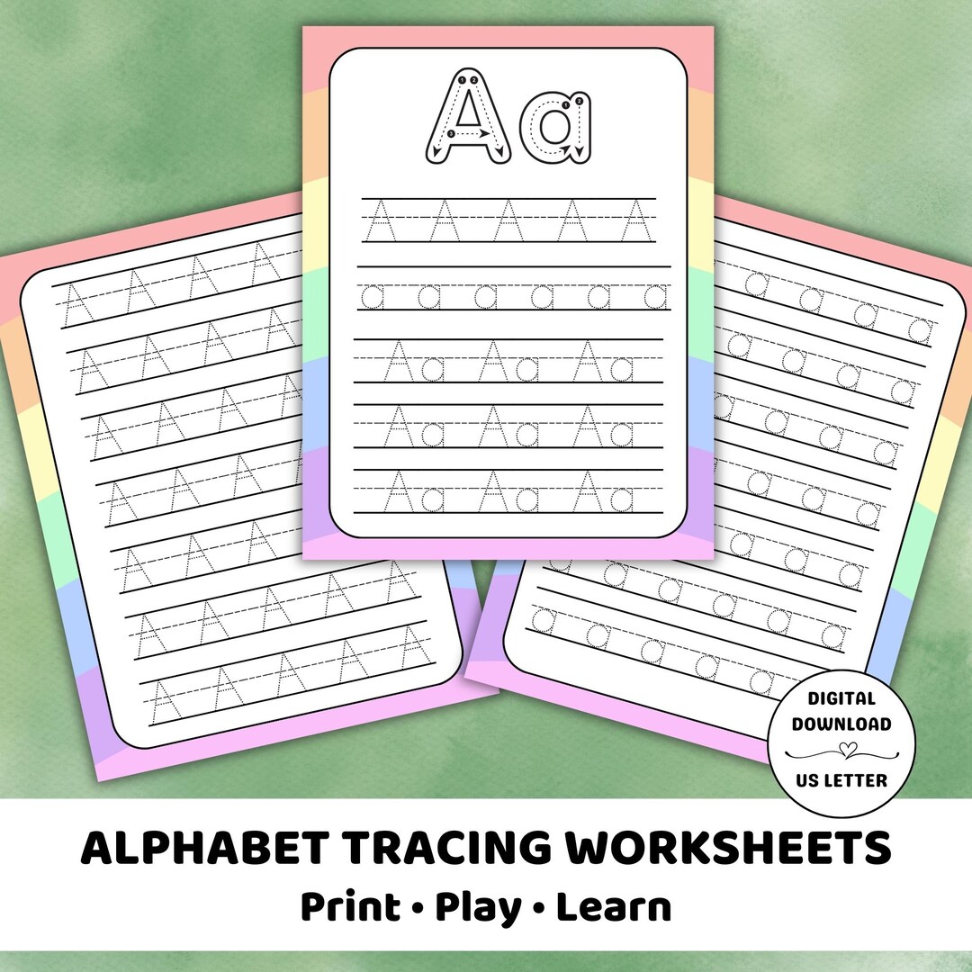 Alphabet Tracing Worksheets A-Z Plus BONUS Alphabet Matching Cards ...