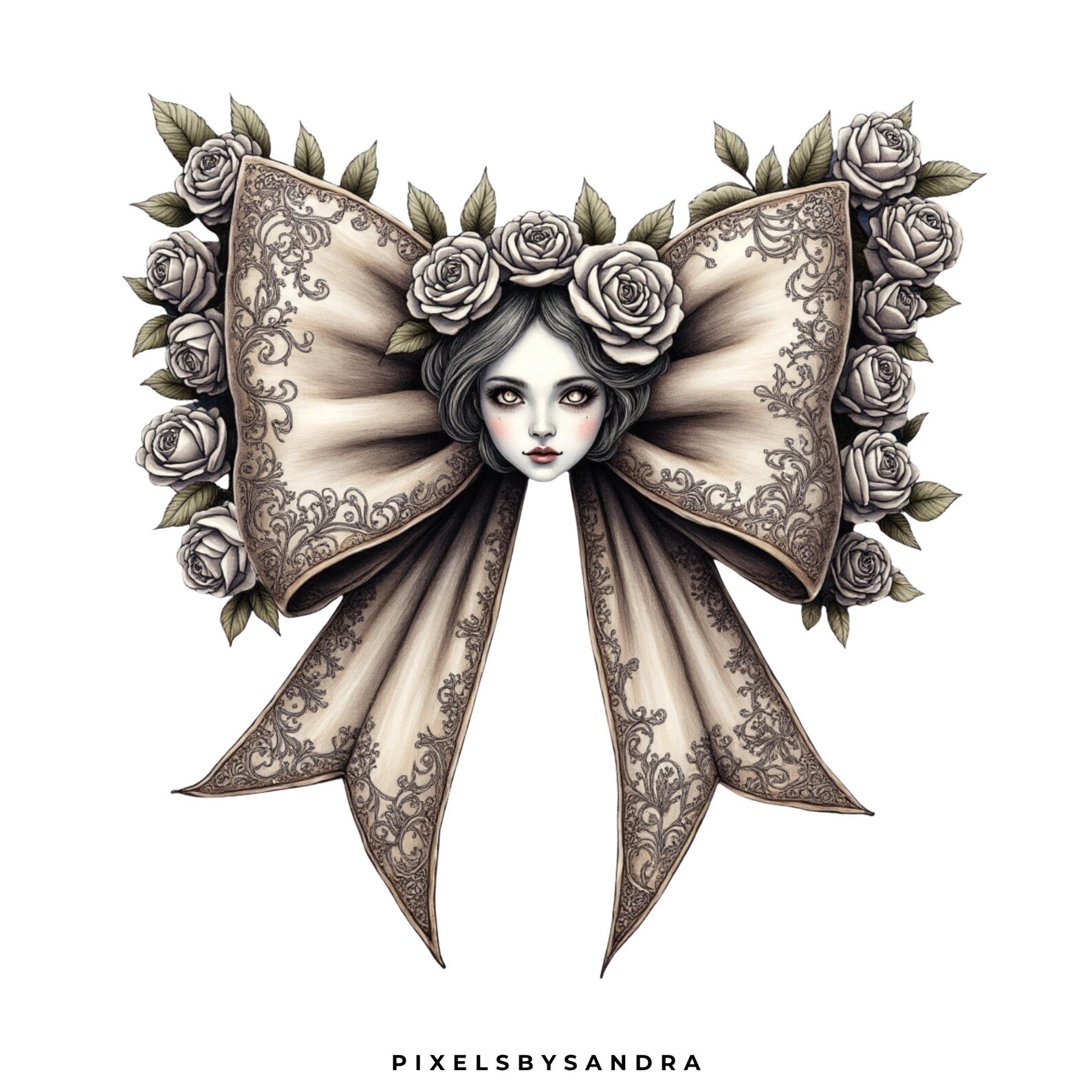 Gothic Coquette Bows Clipart Pack, Black Goth Ribbon, 24 PNG Bundle ...