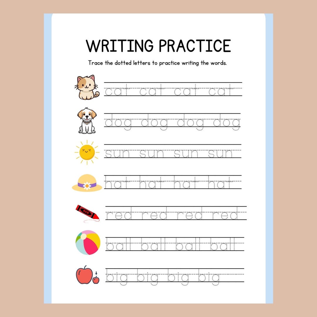 Grade 1 Writing Worksheets Printable Set - 9 Pages of Practice Sheets ...