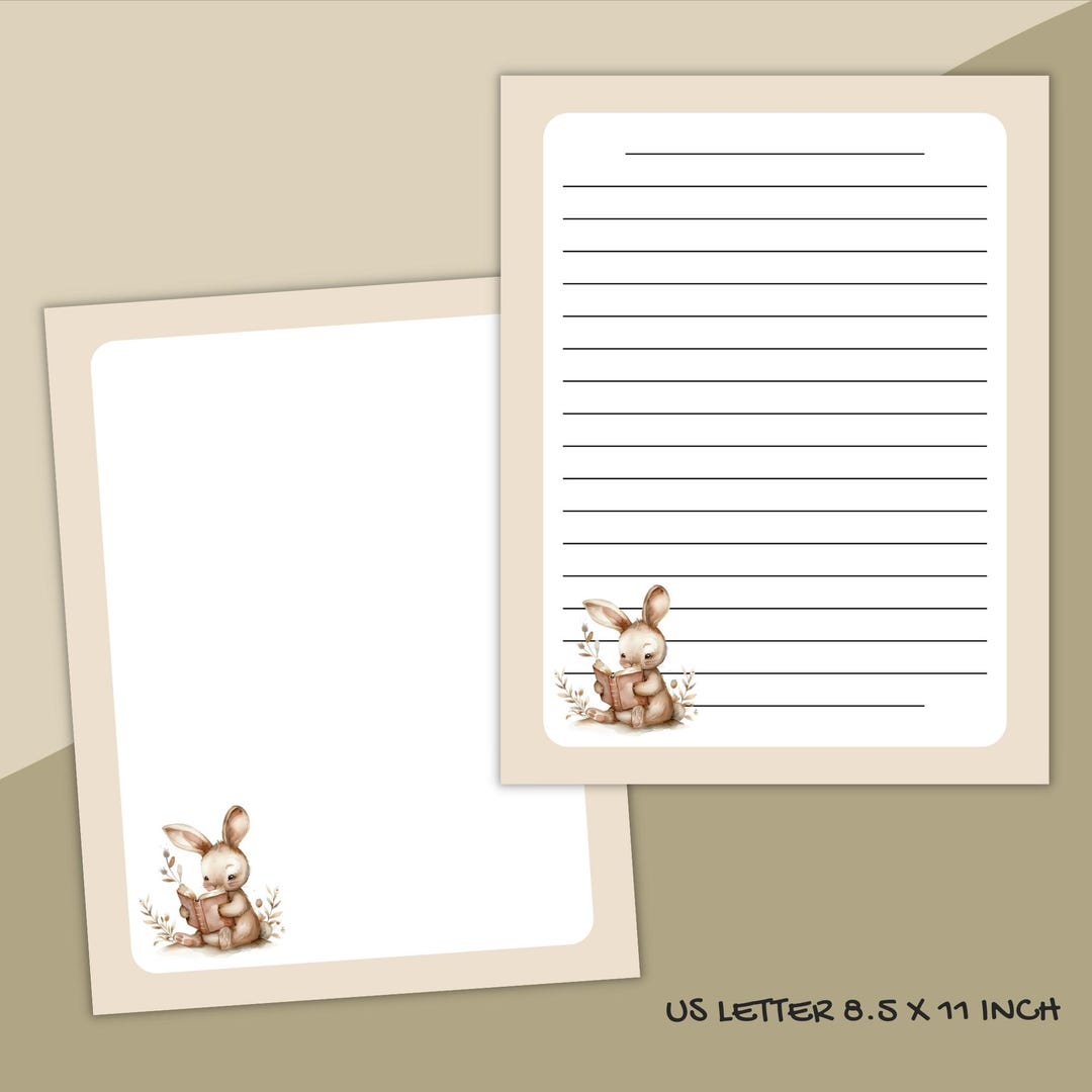 Printable Stationery With Cute Animals, Writing Paper, Lined and ...