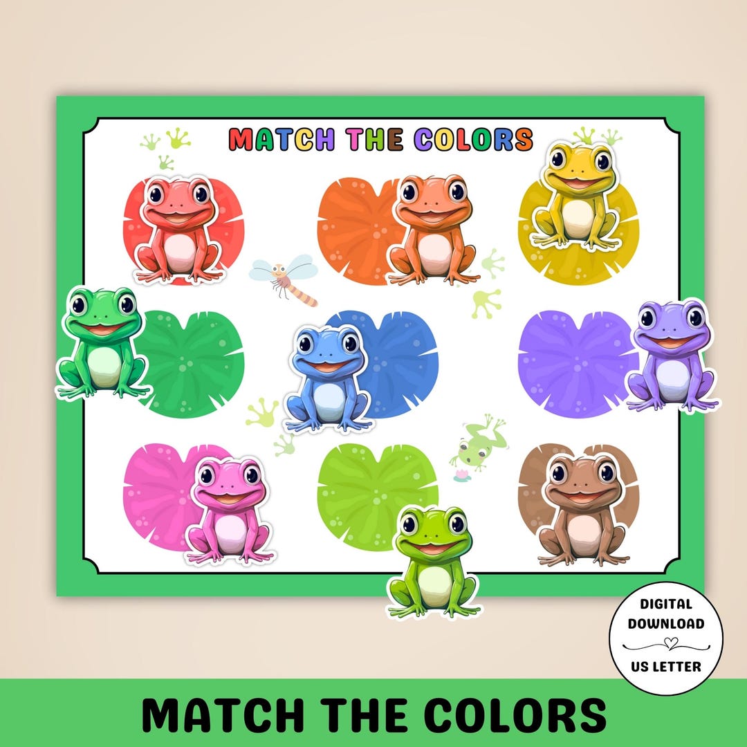 Frog Color Matching Game: Lilypad Activity, Preschool Printable (US ...