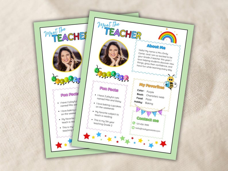 Editable Meet the Teacher Canva Template – Printable Back to School ...