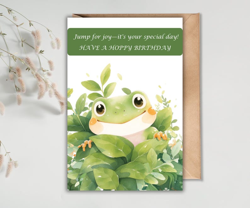 Printable Frog Birthday Card, Funny Froggy Greeting, Amphibian Lover ...