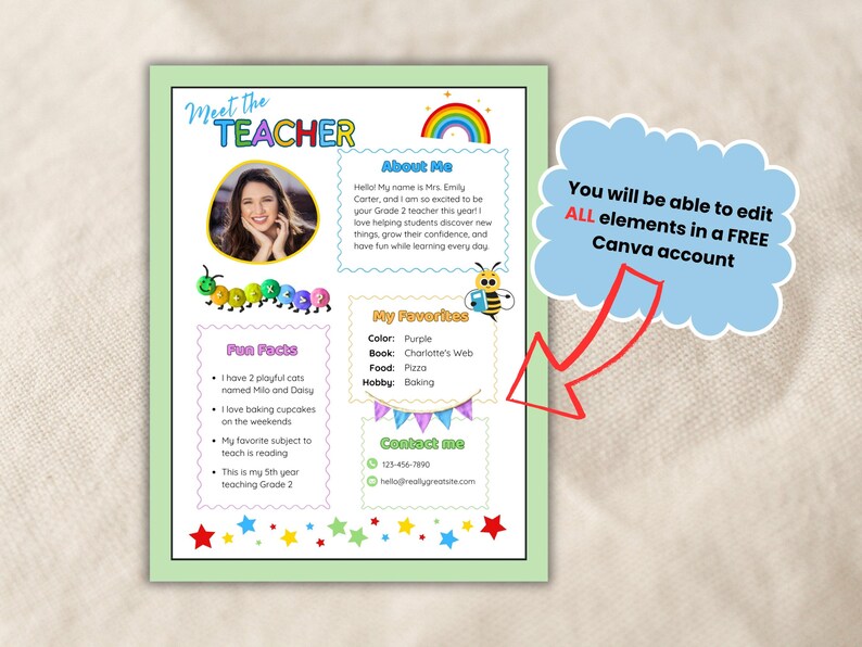 Editable Meet the Teacher Letter Template: Back to School, Canva ...