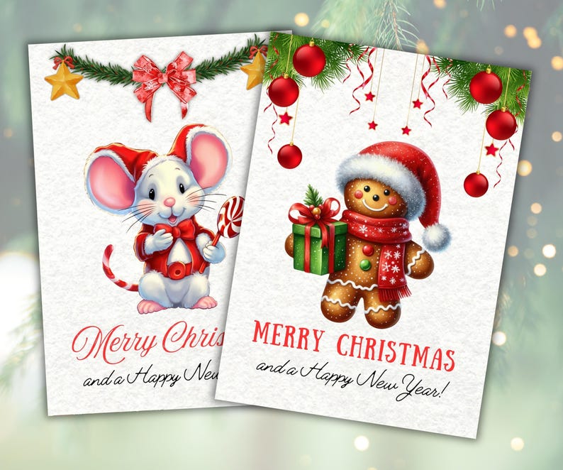 Printable Christmas Cards: Assorted Holiday Greeting Pack, 5x7 ...