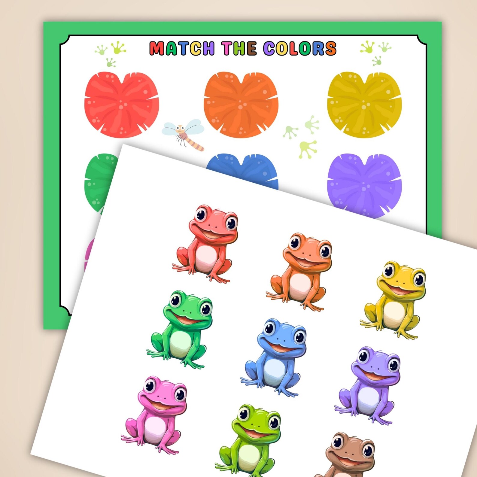 Frog Color Matching Game: Lilypad Activity, Preschool Printable (US ...