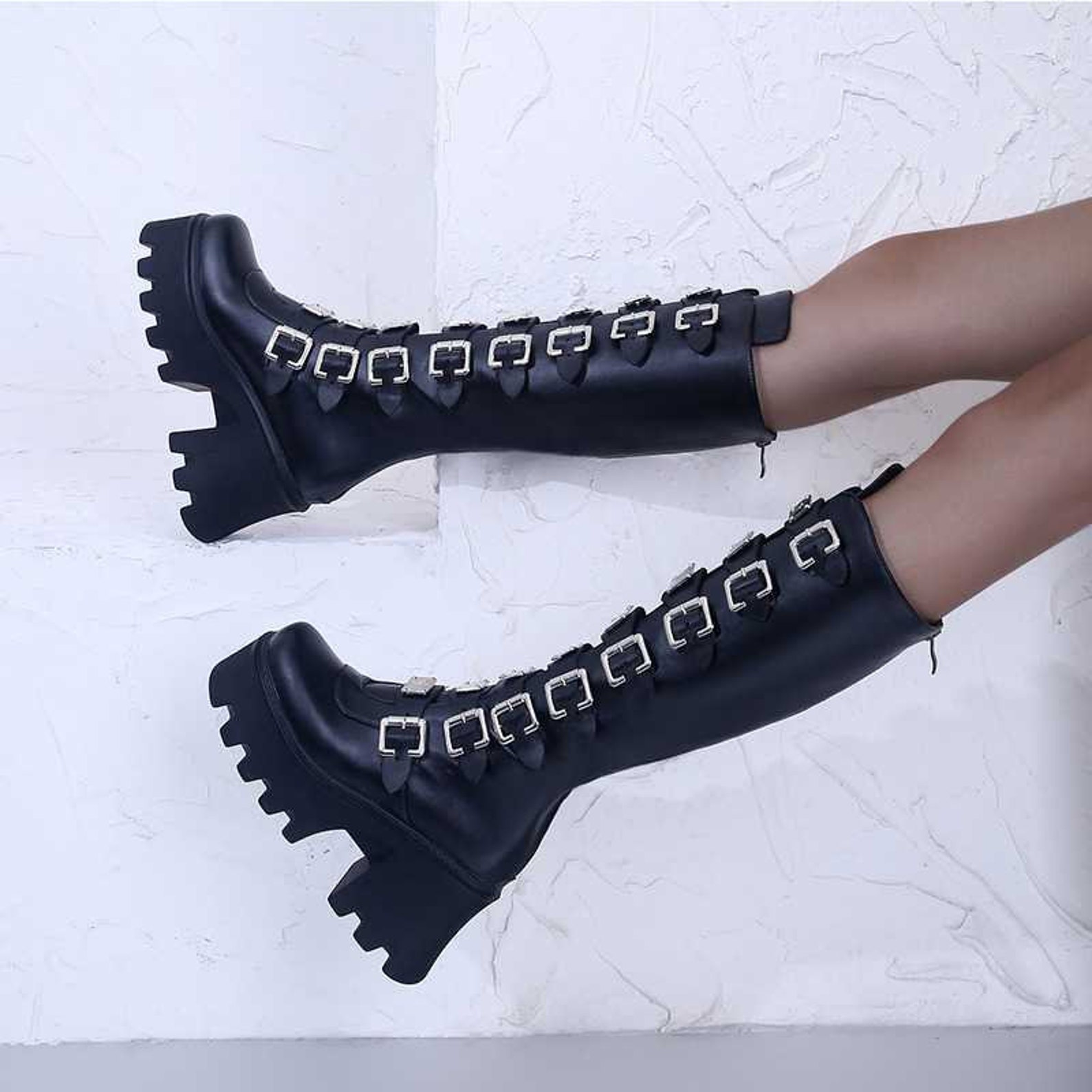 Metal Buckle Platform Boot Motorcycle Boot Gothic Boots - Etsy