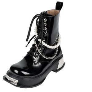 Combat Boots Women Chain Platform Heel Combat Boots Military - Etsy