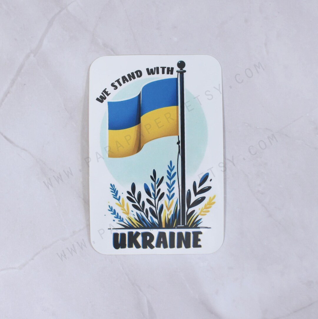 Stand With Ukraine Sticker - Support Ukraine, Ukraine Flag, Antiwar ...