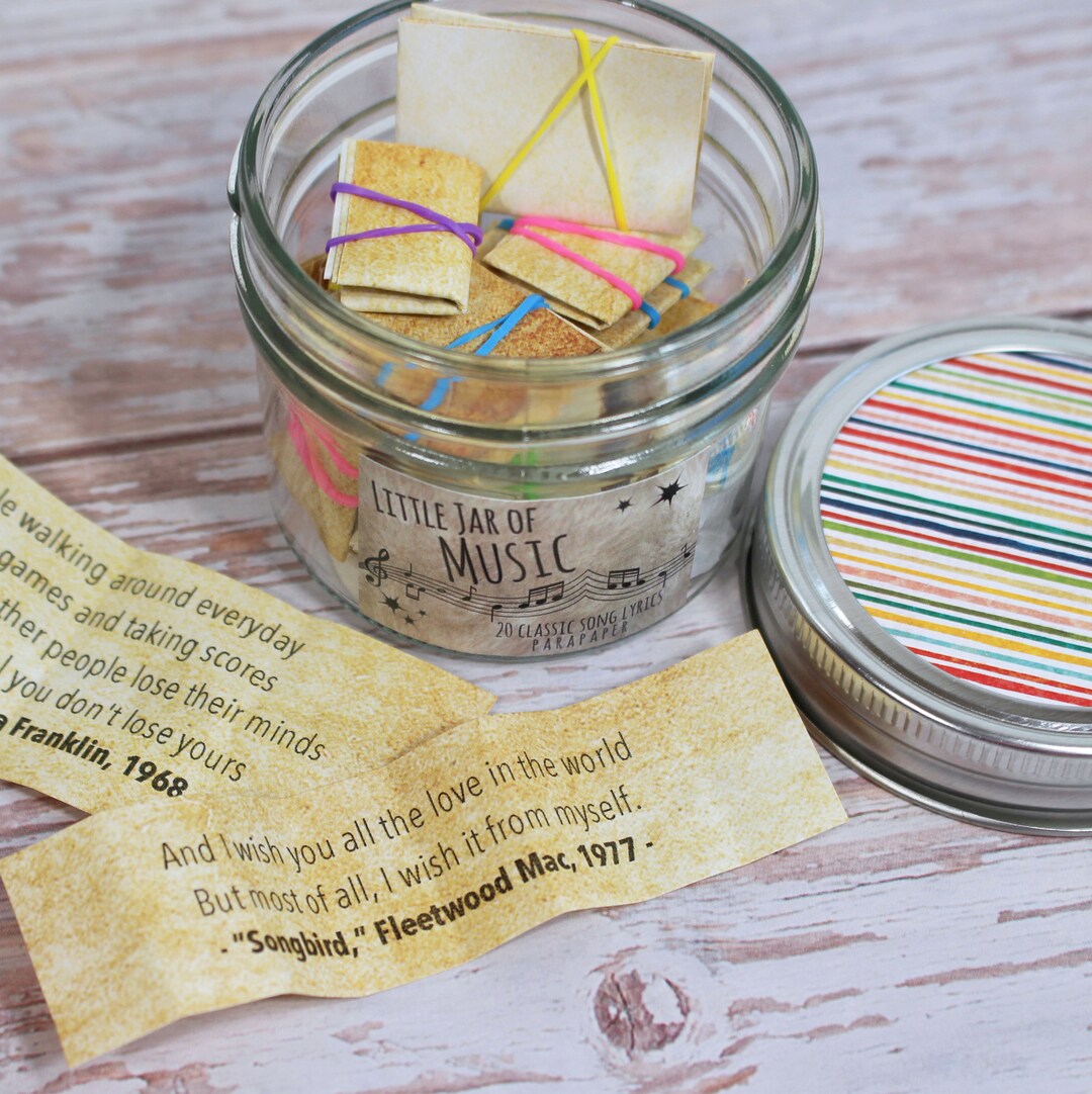 Music Quote Jar - 20 Classic Lyrics - Unique Music Lover Gifts, Retro ...