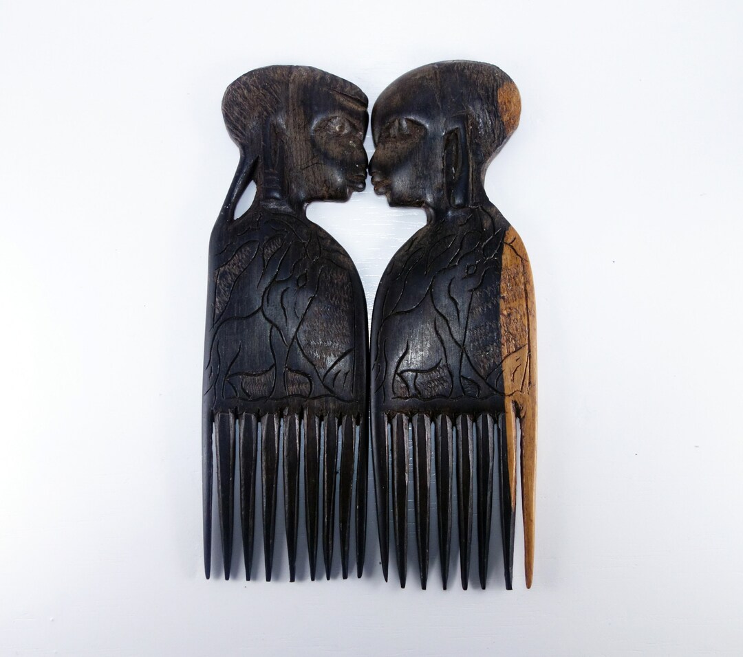 Fancy Engraved Two Wooden Afro Pick Black History Month Afro Wooden ...