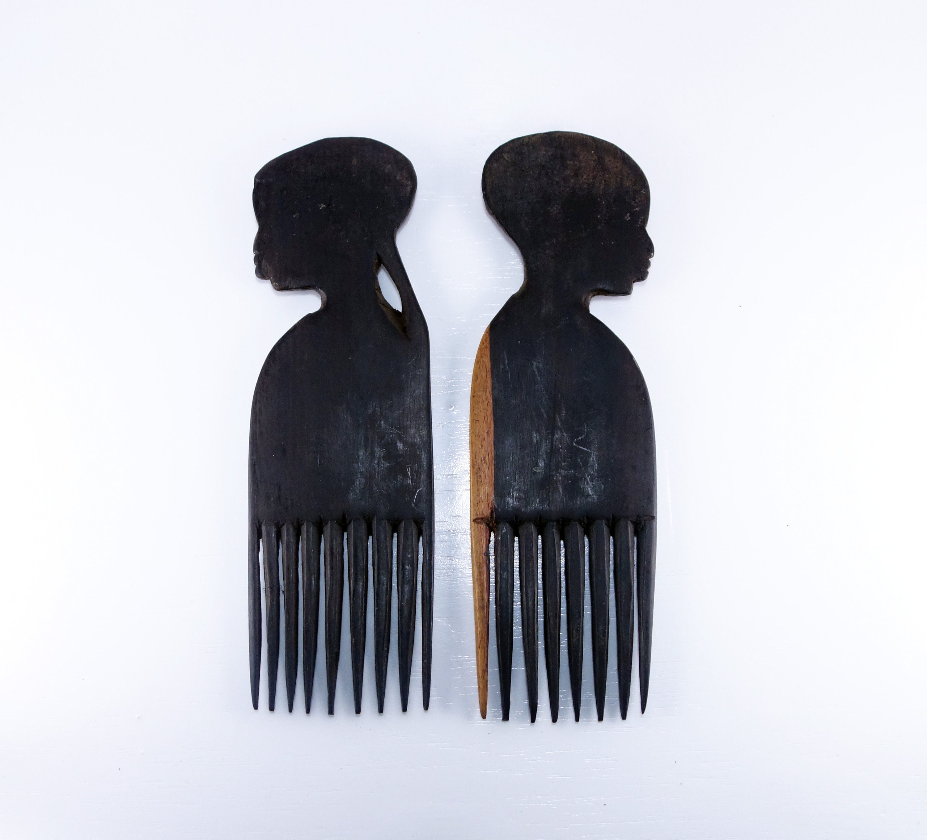 Fancy Engraved Two Wooden Afro Pick Black History Month Afro Wooden ...