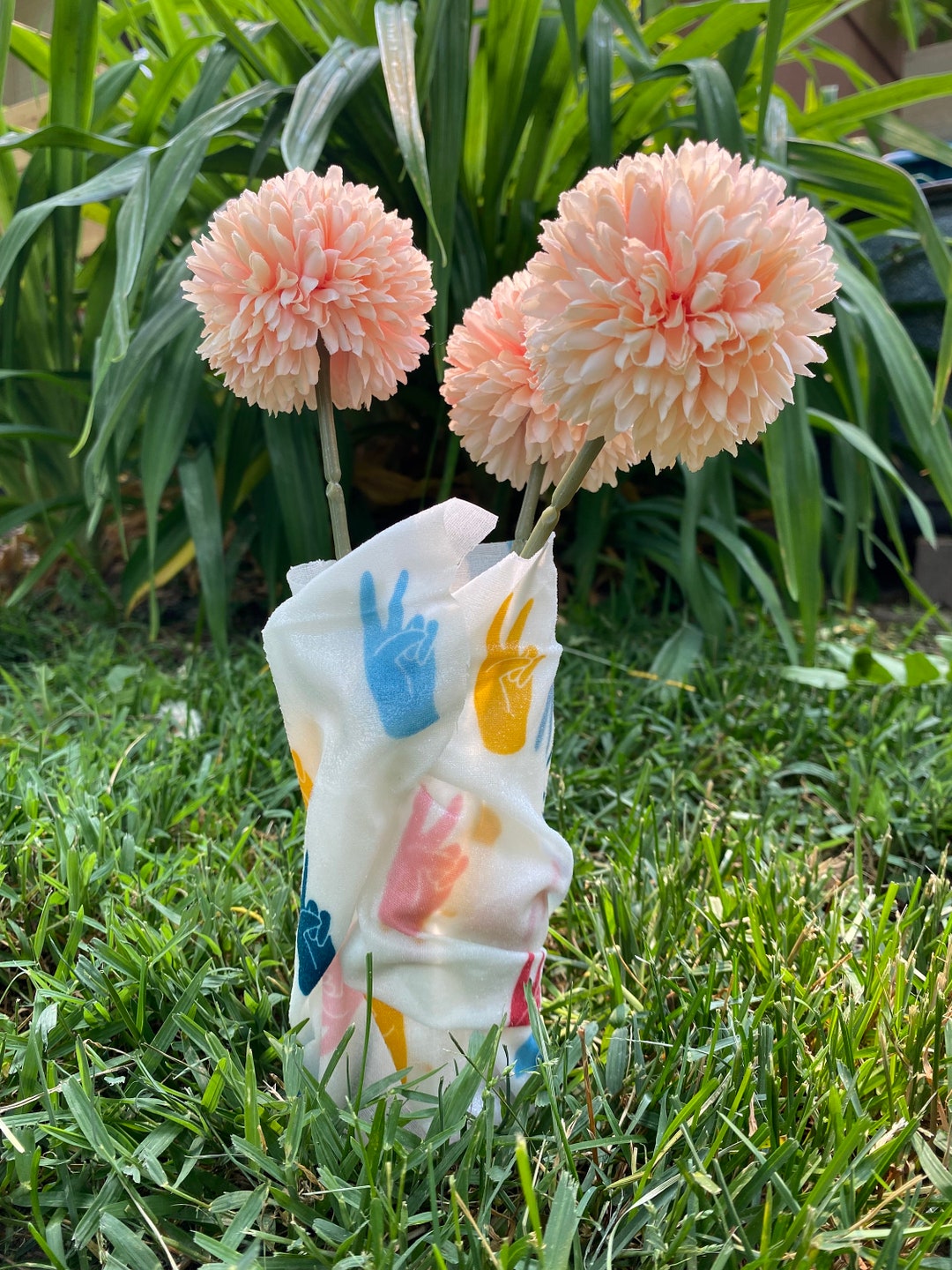 Resin Fabric Vase for Faux Flowers peace Hands - Etsy