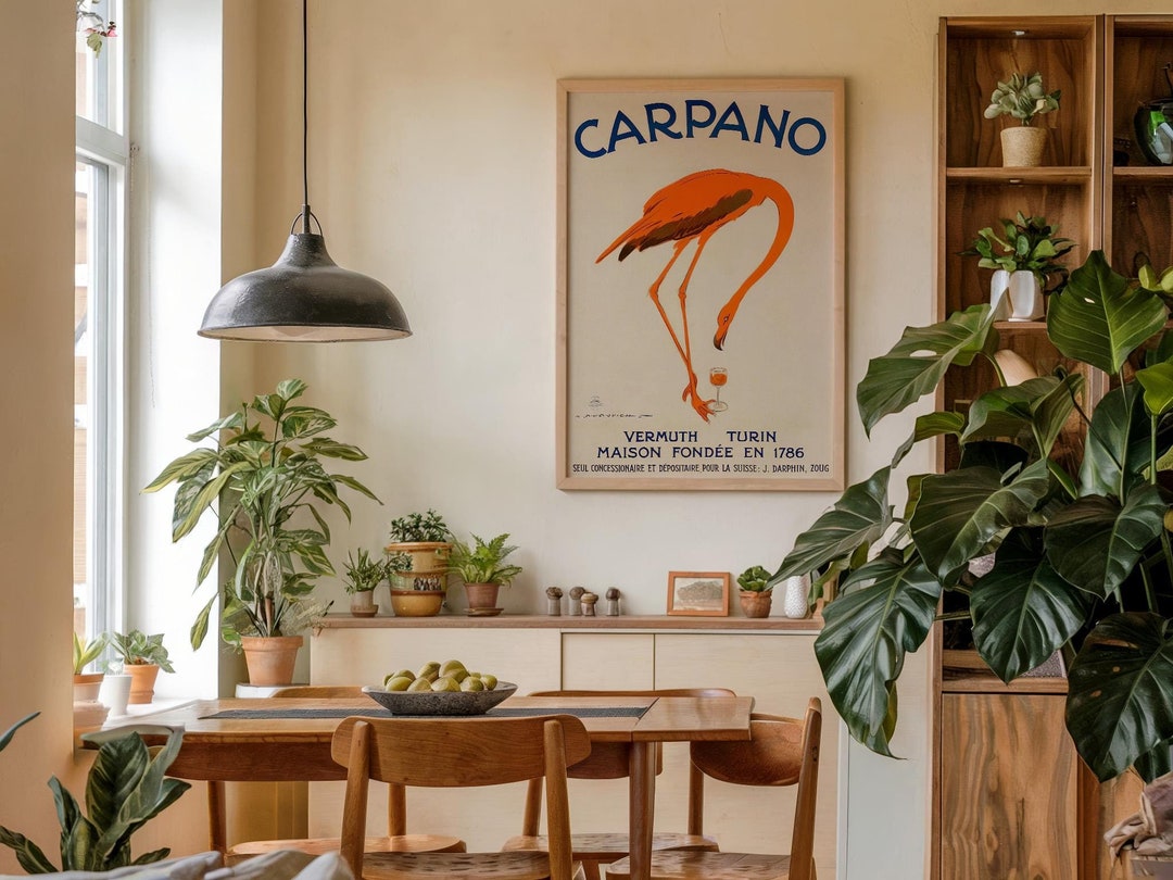 Vintage Carpano Vermouth Flamingo Ad Poster: Retro Italian Drinks Art ...