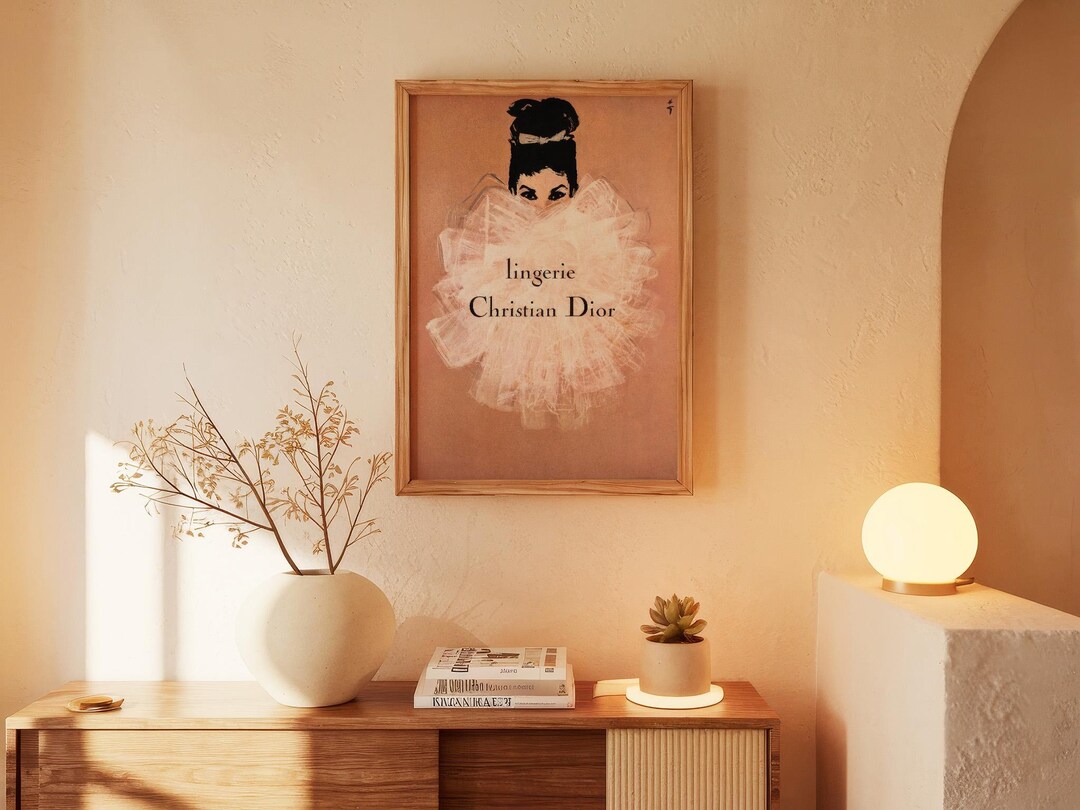 Vintage Christian Dior Ad Printable Wall Art Retro Pink Fashion Poster ...