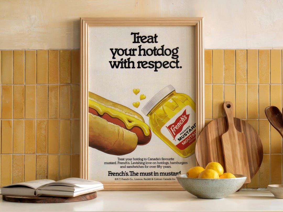 Vintage French's Mustard Ad Print: Retro Kitchen Decor (digital ...