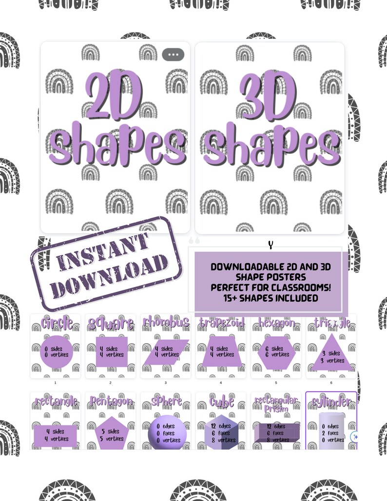 2D and 3D Shape Posters Instant Download - Etsy Hong Kong