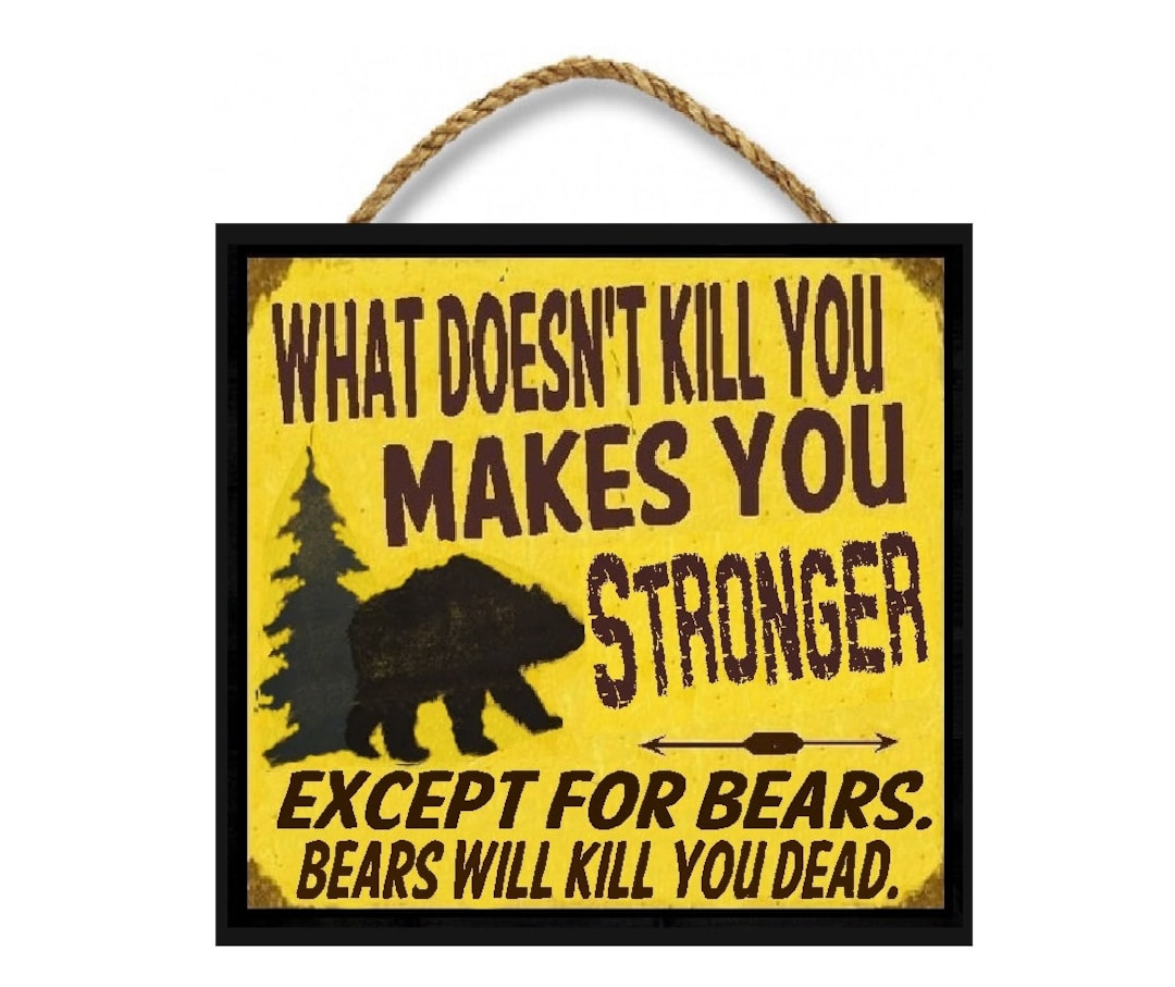 Funny Bear Wood Sign Bears Will Kill You Dead Country Rustic Camping ...
