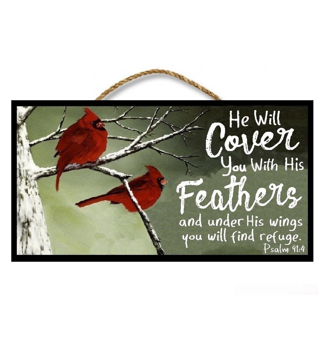 Christian Gifts | Red Cardinals Wood Sign | Under His Wings You Will ...