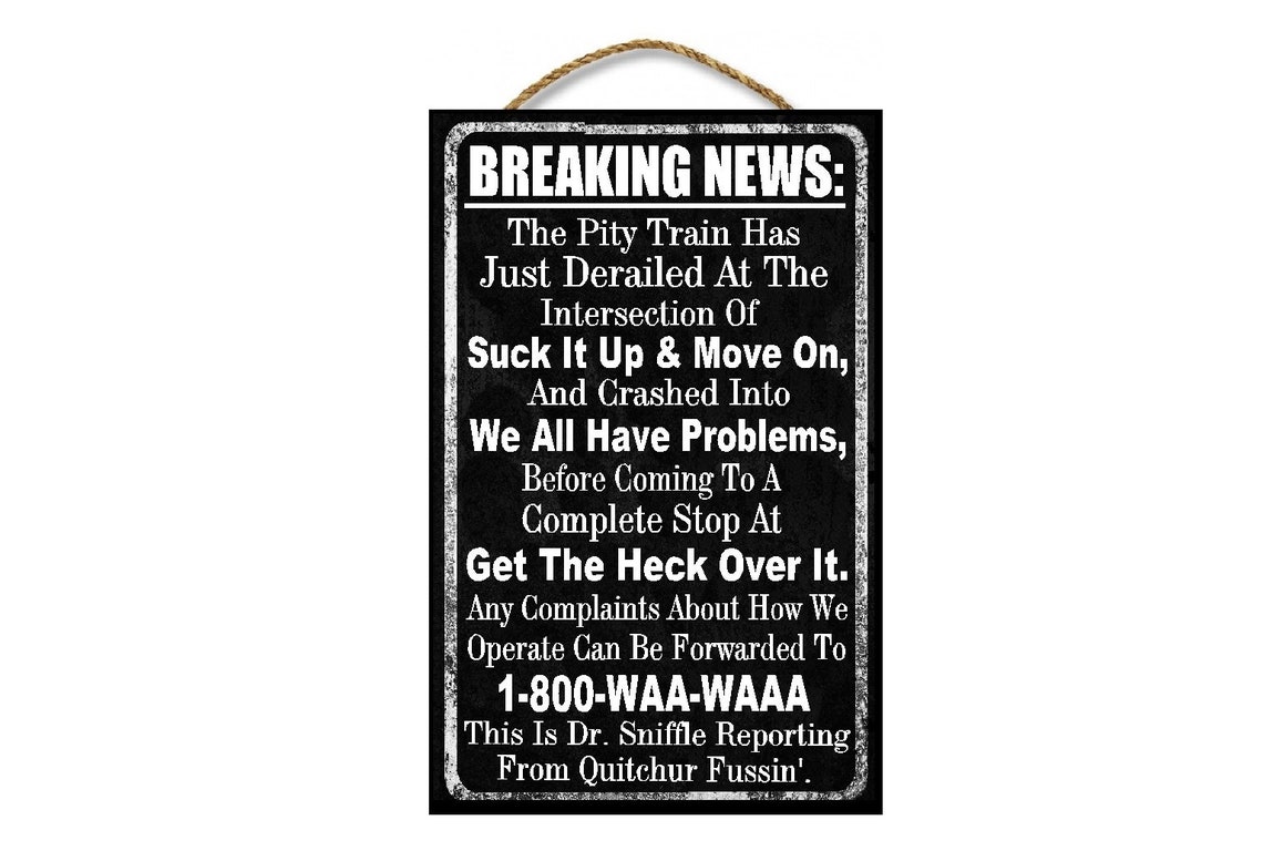 Funny Gifts Breaking News Pity Train Derailed Retro Rustic Wood Sign ...