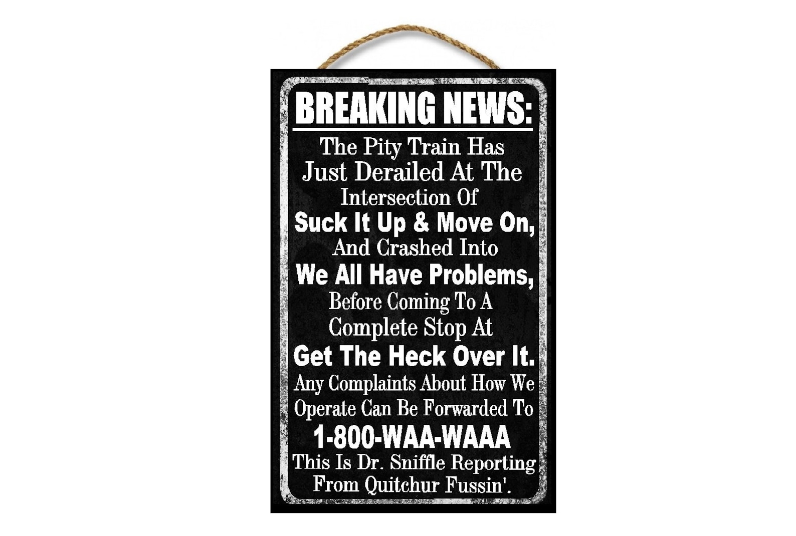 Funny Gifts Breaking News Pity Train Derailed Retro Rustic Wood Sign ...