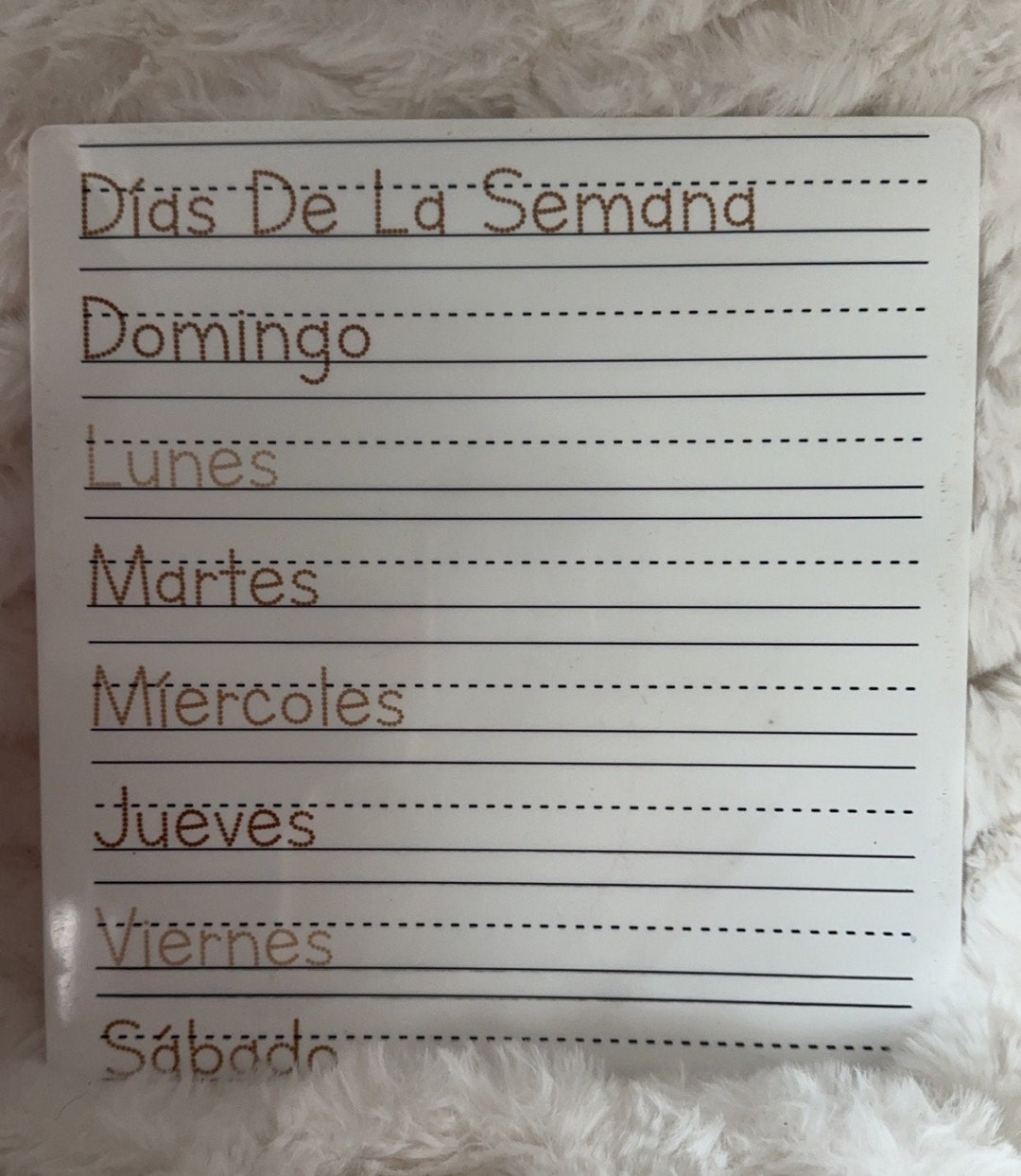 Days of the Week/dias De La Semana Tracing Dry Erase Board - Etsy