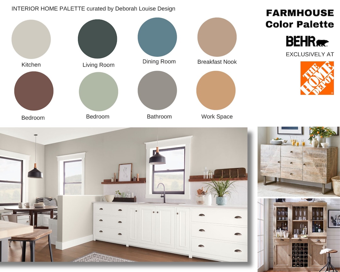 Farmhouse Behr Paint Color Scheme | Prepackaged Professional Interior ...