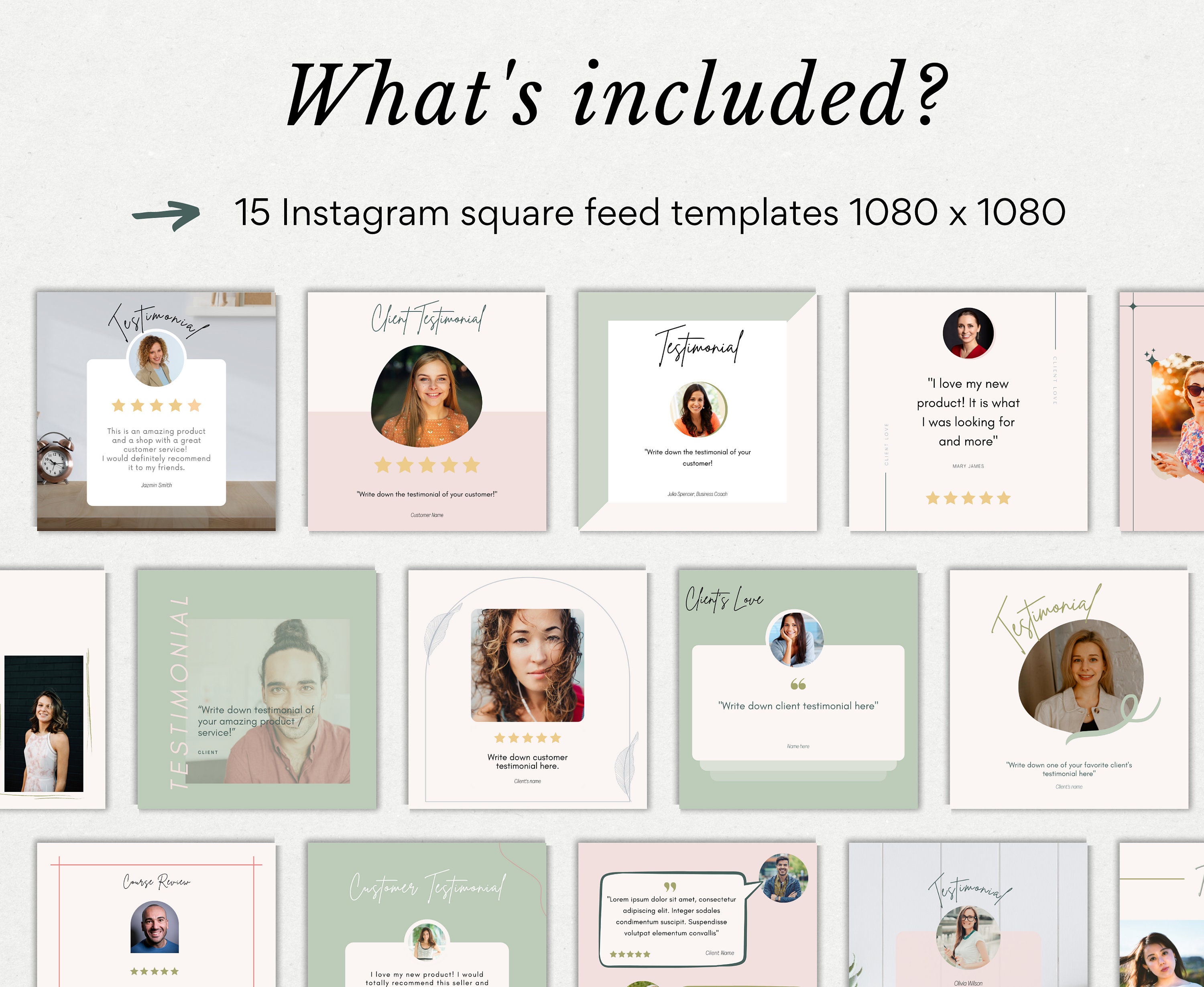 15 Testimonial Instagram Posts Social Media Post Instagram - Etsy