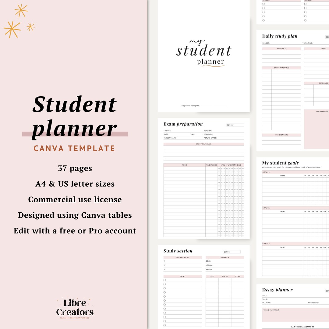 Student Planner Canva Template OK Commercial Use PLR - Etsy