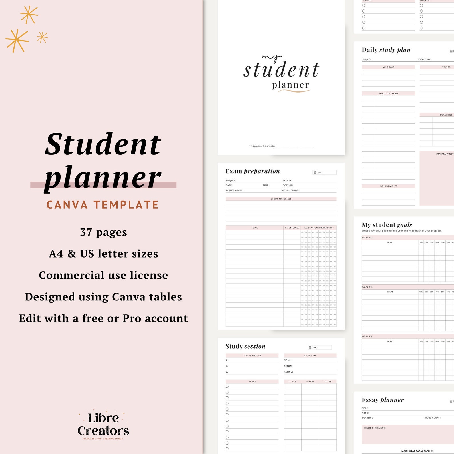 Student Planner Canva Template OK Commercial Use PLR - Etsy