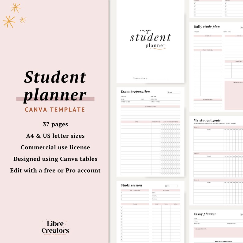 Student Planner Canva Template OK Commercial Use PLR - Etsy
