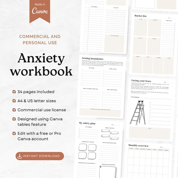 The Wave of Anxiety Education Tool and Worksheets Bundle Emotional ...