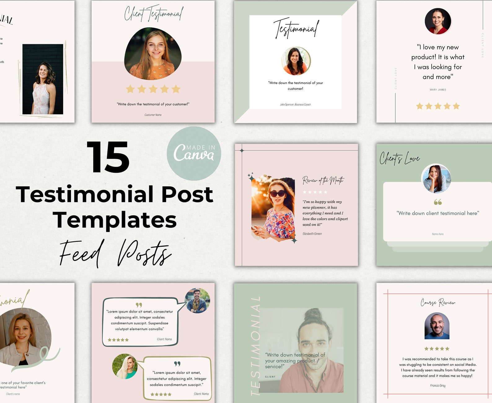15 Testimonial Instagram Posts Social Media Post Instagram - Etsy