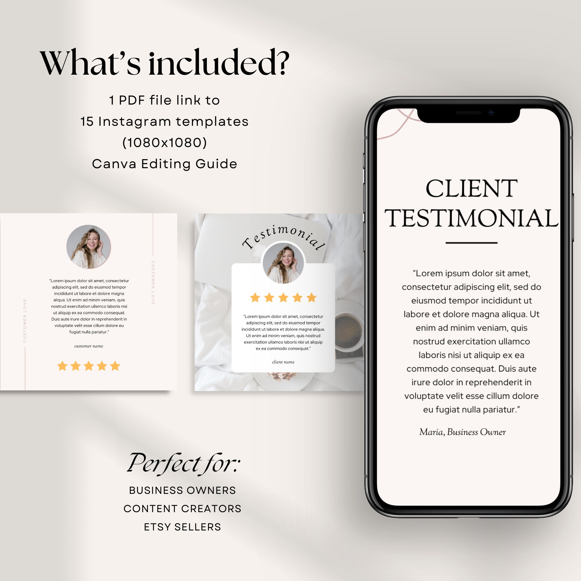 15 Testimonial Instagram Posts, Social Media Post, Instagram Template ...