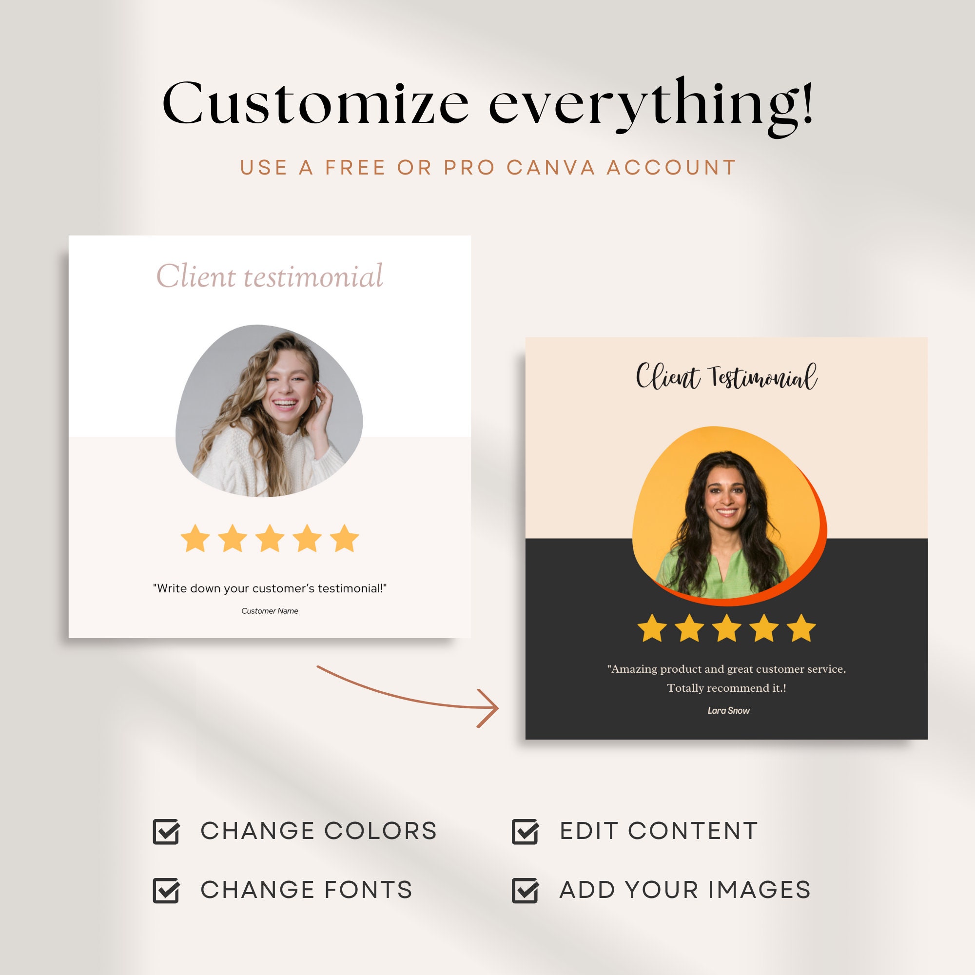 15 Testimonial Instagram Posts, Social Media Post, Instagram Template ...