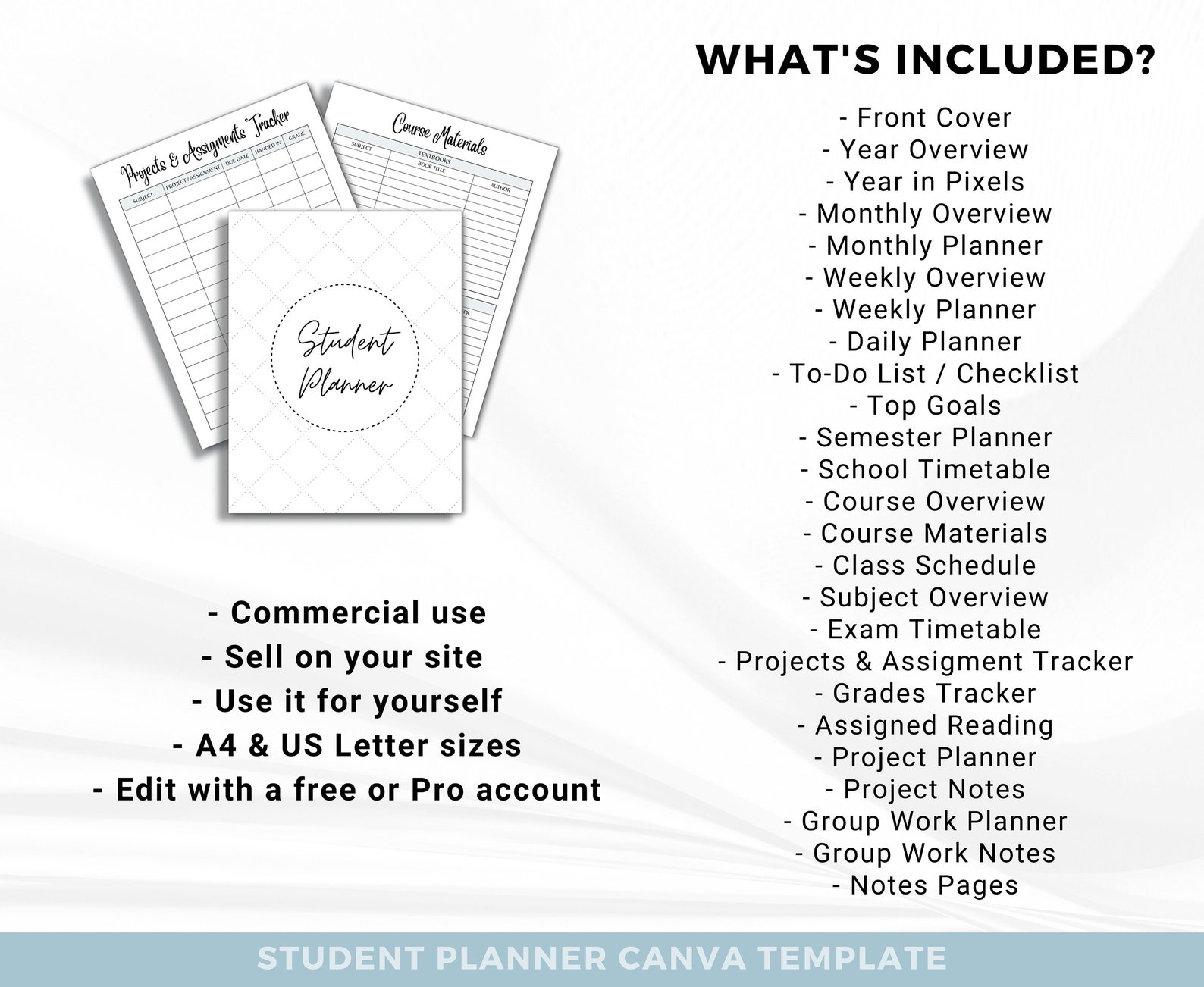 Student Planner Canva Template OK Commercial Use PLR - Etsy