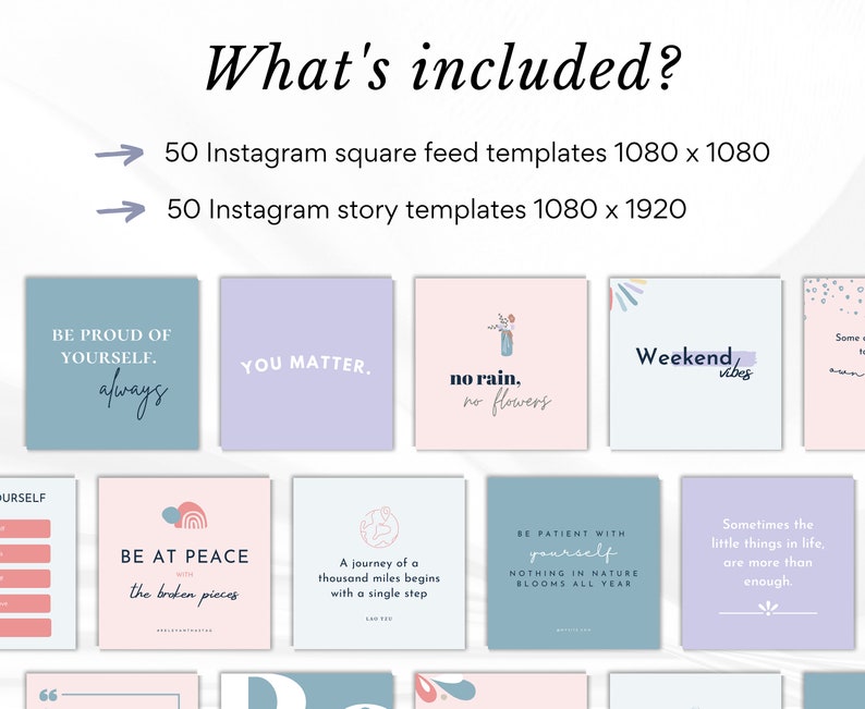 50 Instagram Quote Templates for CANVA Social Media Templates Business ...