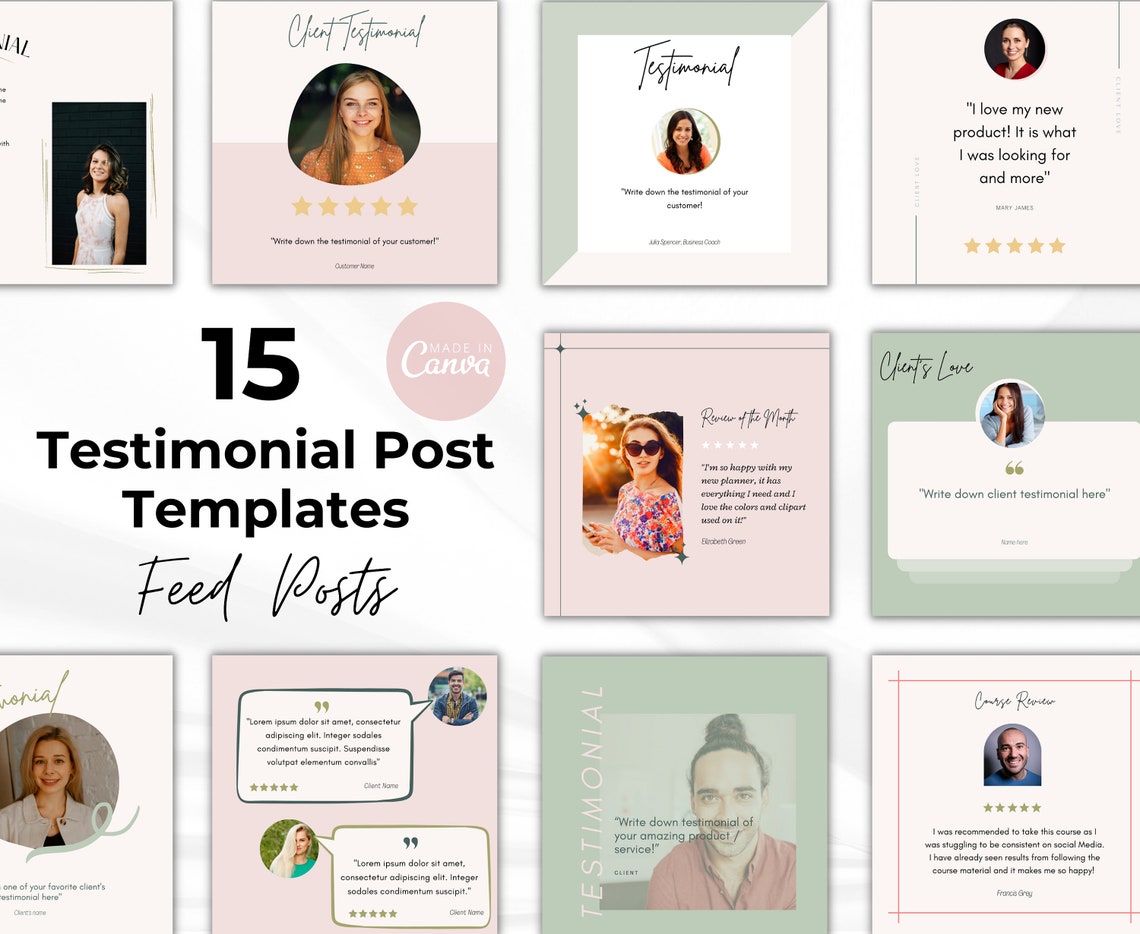 15 Testimonial Instagram Posts Social Media Post Instagram - Etsy