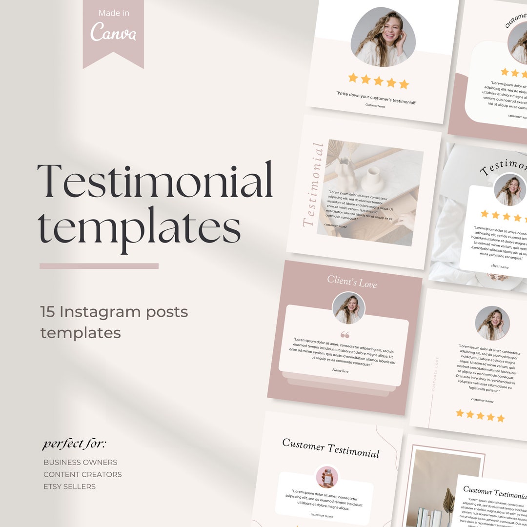 15 Testimonial Instagram Posts, Social Media Post, Instagram Template ...