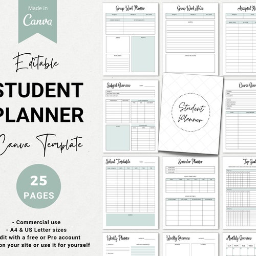 Student Planner Canva Template OK Commercial Use PLR | Etsy