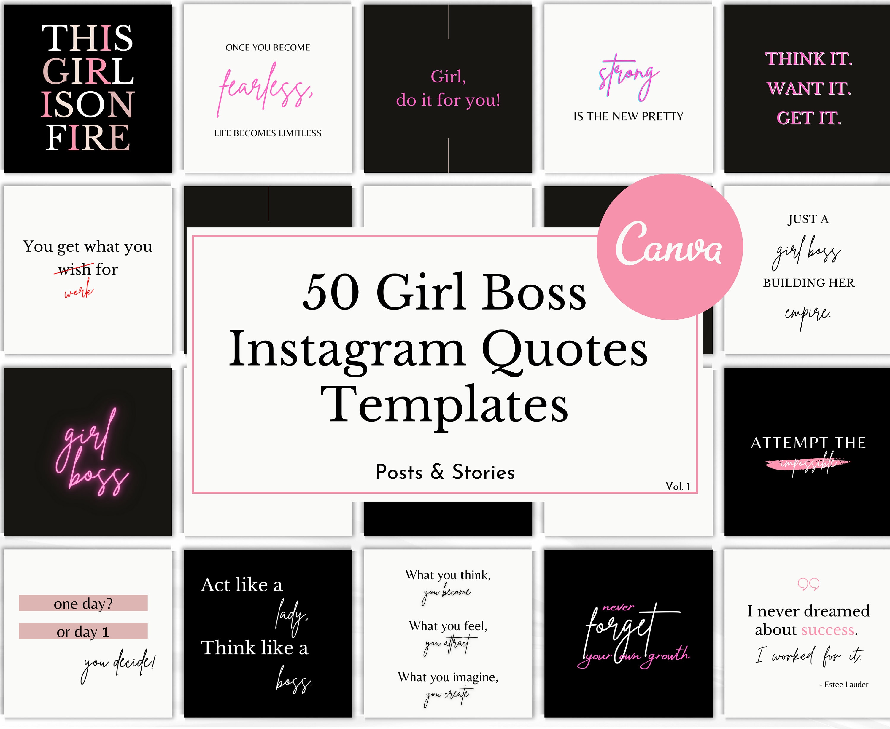 50 Girl Boss Instagram Quotes Instagram Posts Templates - Etsy