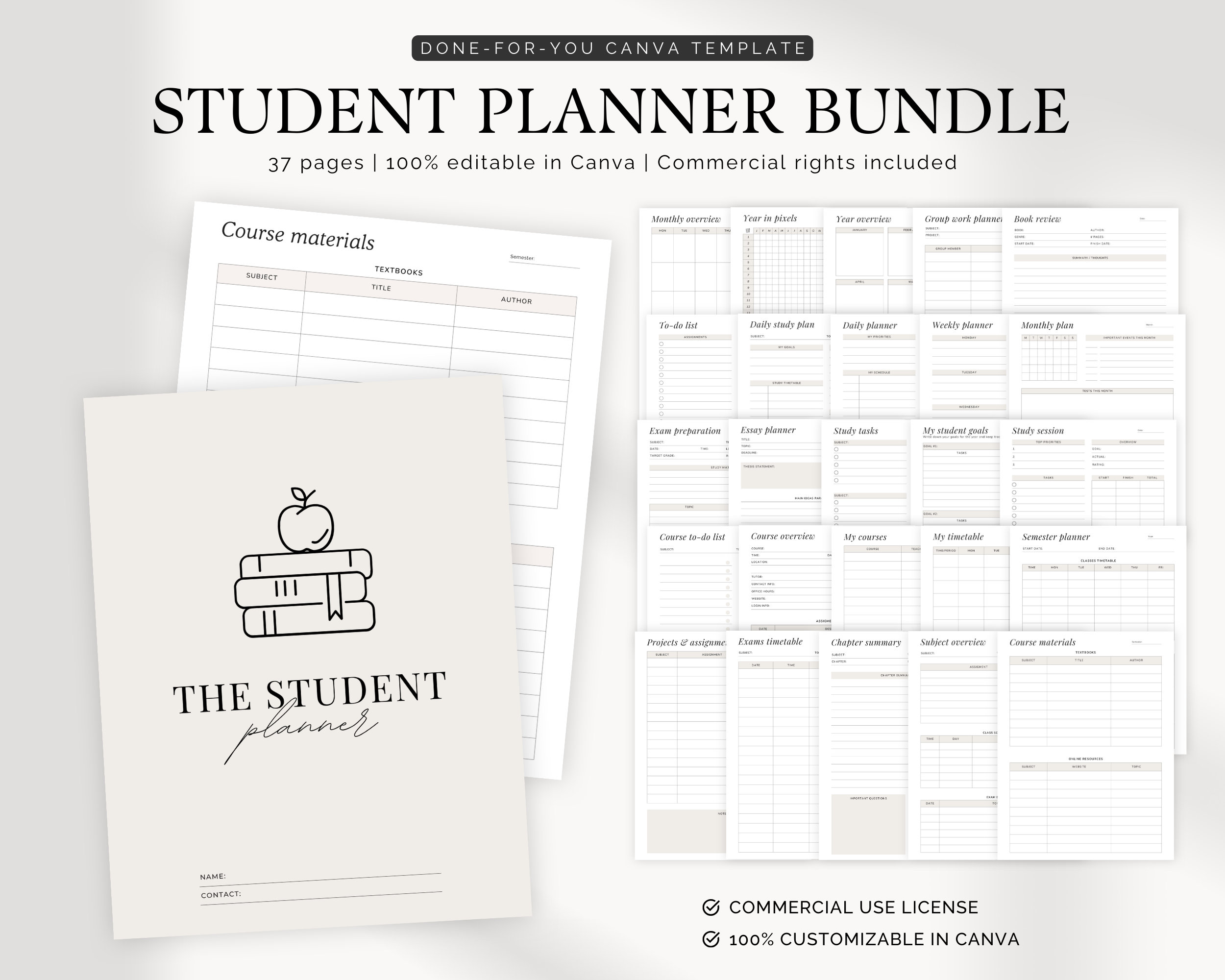 Student Planner Canva Template (OK Commercial Use) | PLR Planner ...
