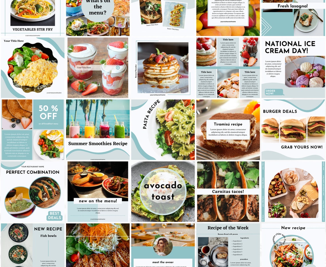 30 Food Instagram Post Templates Dietician Instagram - Etsy