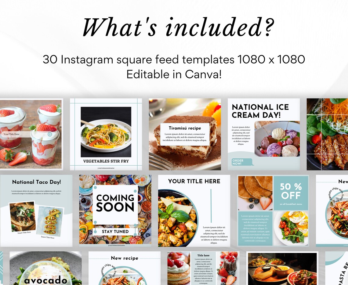 30 Food Instagram Post Templates Dietician Instagram - Etsy
