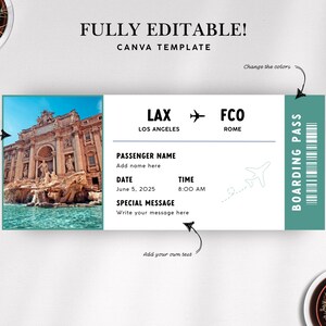 Boarding Pass Editable Template, Vacation Surprise Gift Editable, Canva ...