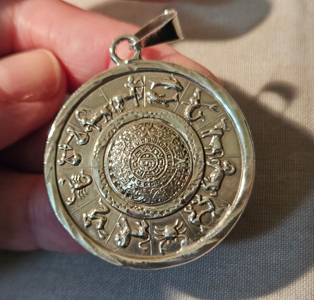 Sterling Silver, Large Zodiac Pendant. 2" Long "mexico, Eagle Mark, 925 ...