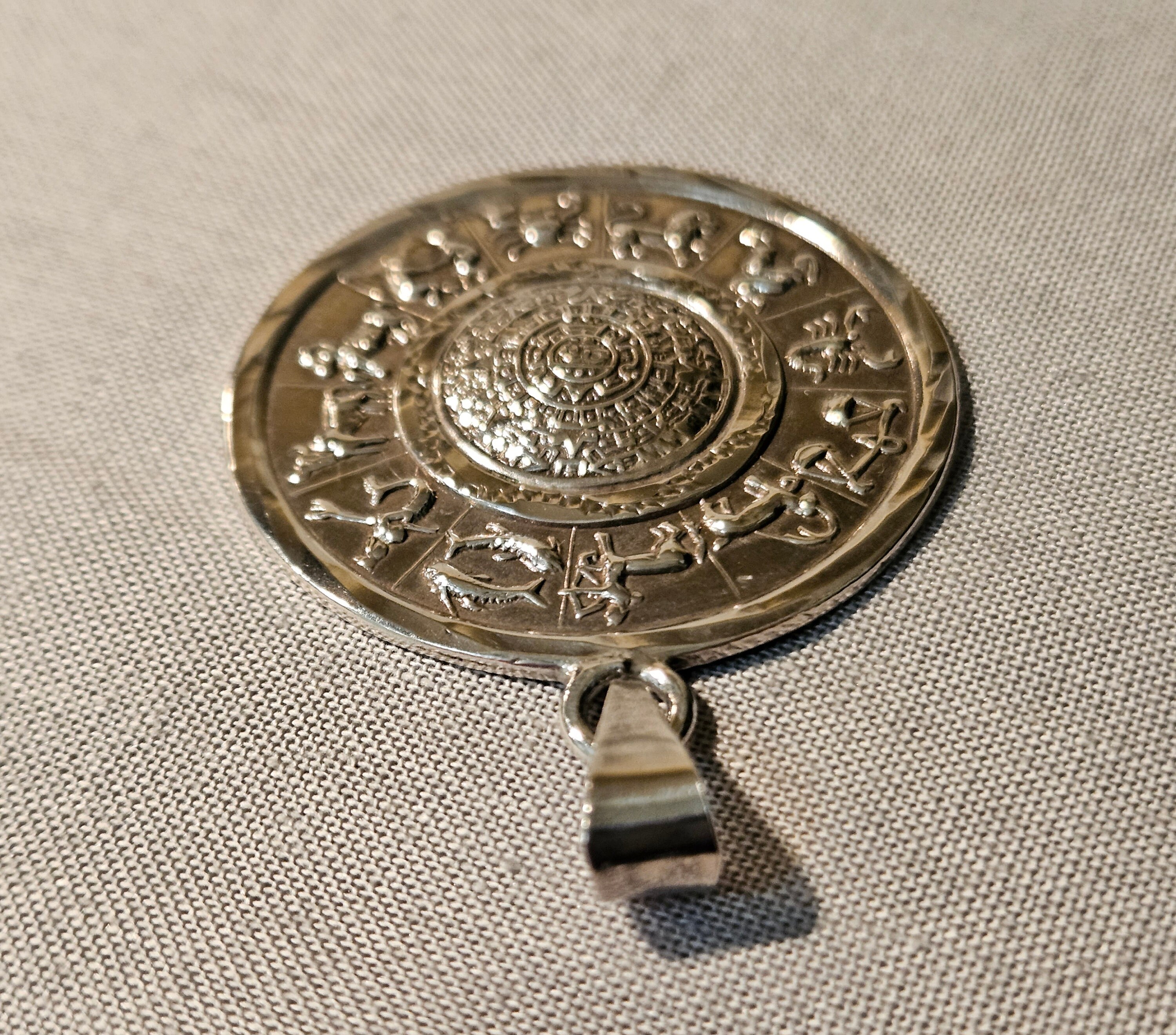 Sterling Silver, Large Zodiac Pendant. 2" Long "mexico, Eagle Mark, 925 ...