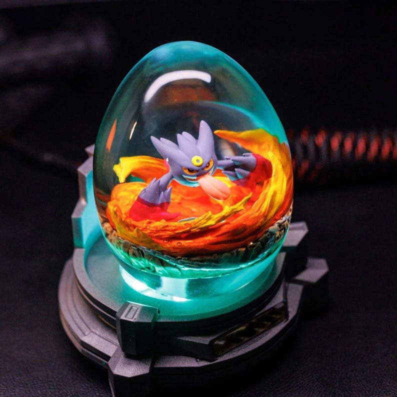 Pokemon Mega Gengar Resin Egg Lamp LED Night Light Handmade Ghost Type ...